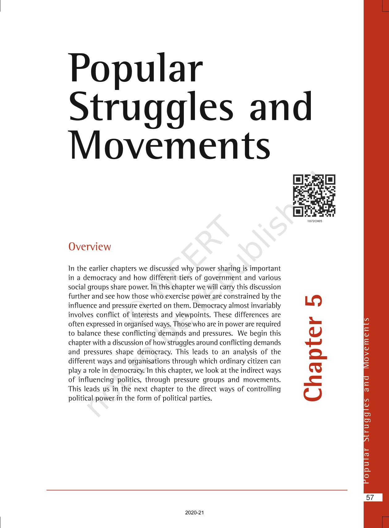Popular Struggles And Movements - NCERT Book of Class 10 Democratic Politics II